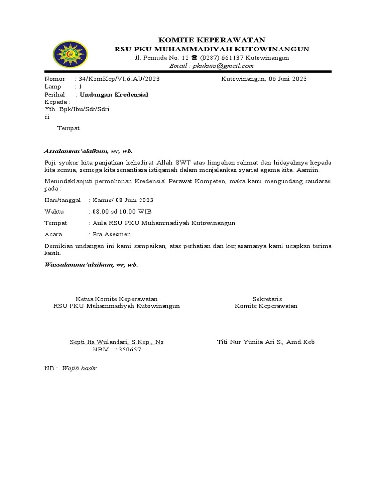 Surat Undangan Pra Asesmen Pdf