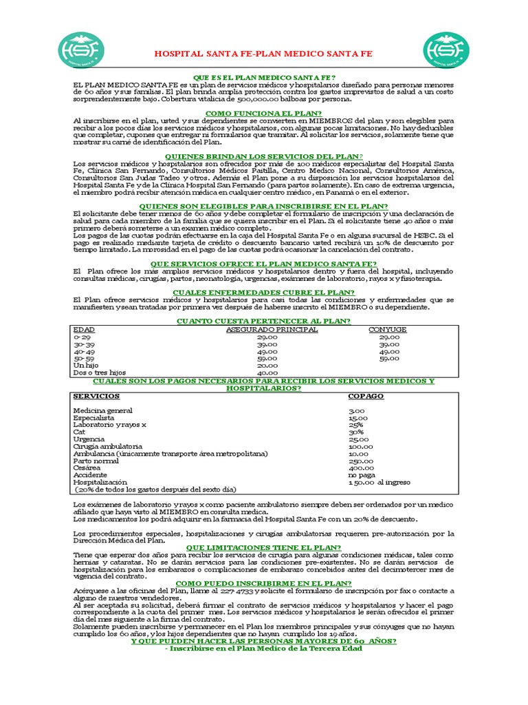 Brochure Plan Medico | PDF | Hospital | Ciencias de la Salud