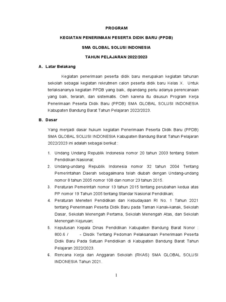 Program PPDB Sma Gsi 2022-2023 | PDF