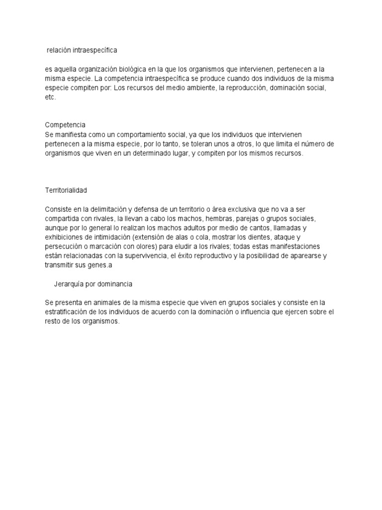 relación intraespecífica | PDF