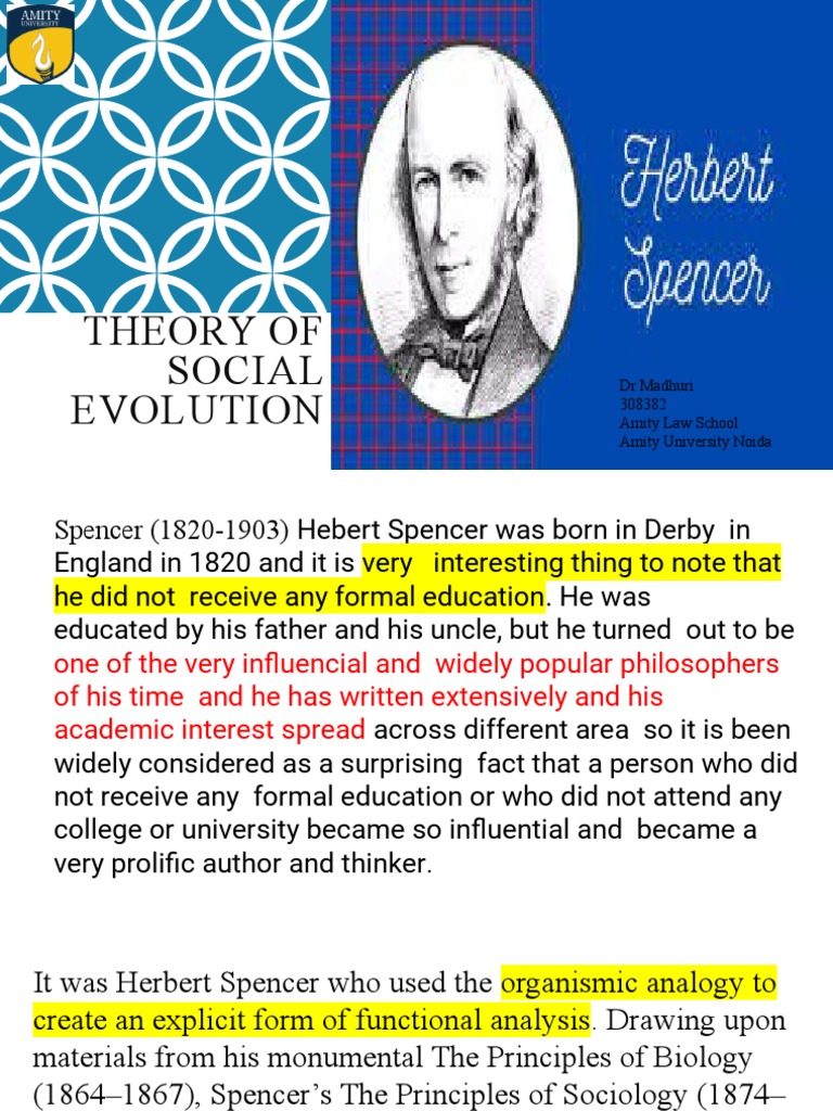Social Evolution Theory of Spencer | PDF | Sociocultural Evolution | Sociology