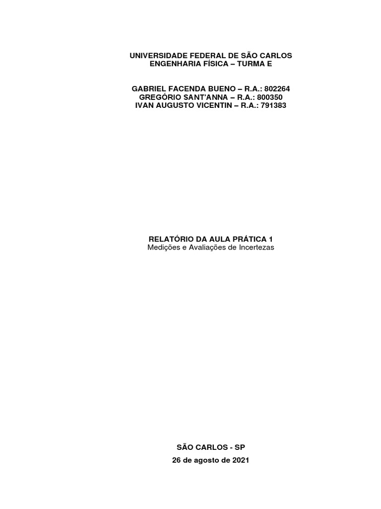 Relatório - REV.07 - Unmodified | PDF | Medição | Desvio padrão