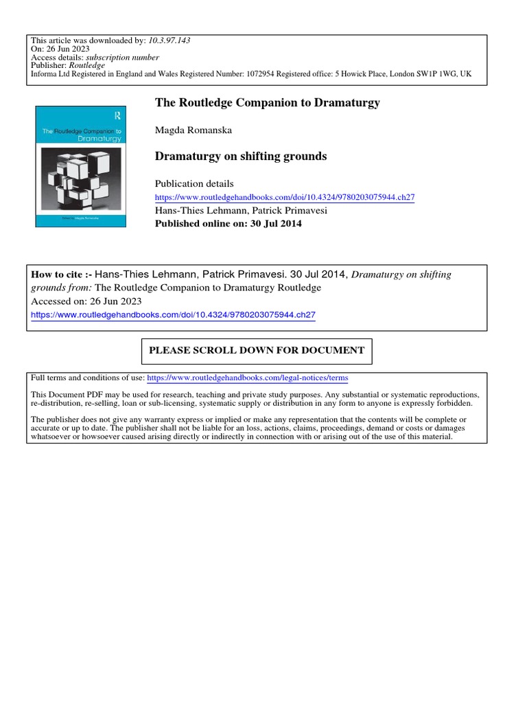 Dramaturgy in Modern Media Culture | PDF | Theatre | Dances