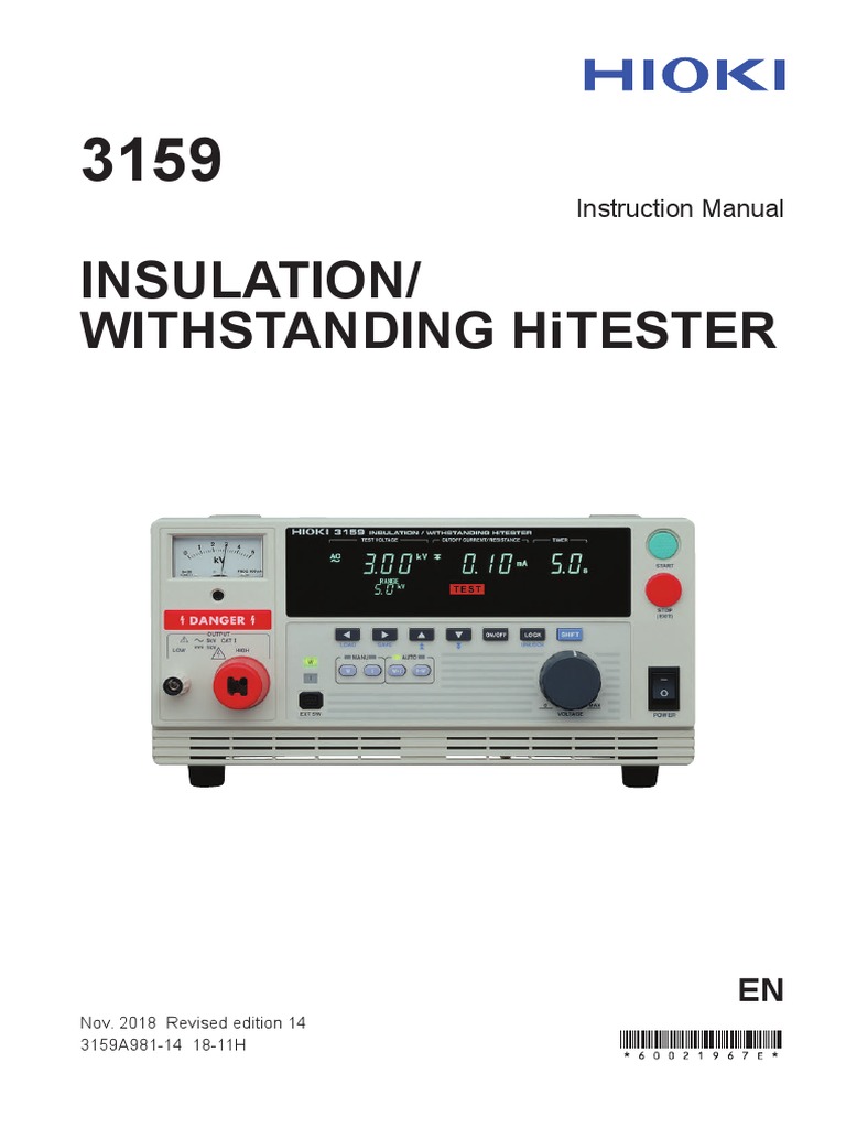 HIOKI 3159 Manual | PDF | Ac Power Plugs And Sockets | Switch