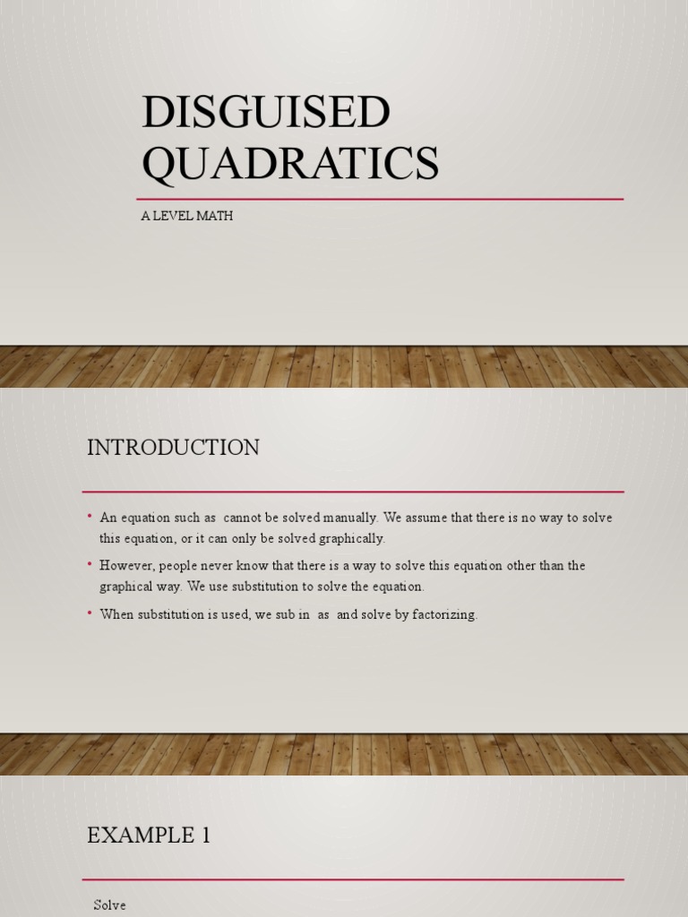 Disguised Quadratics | PDF