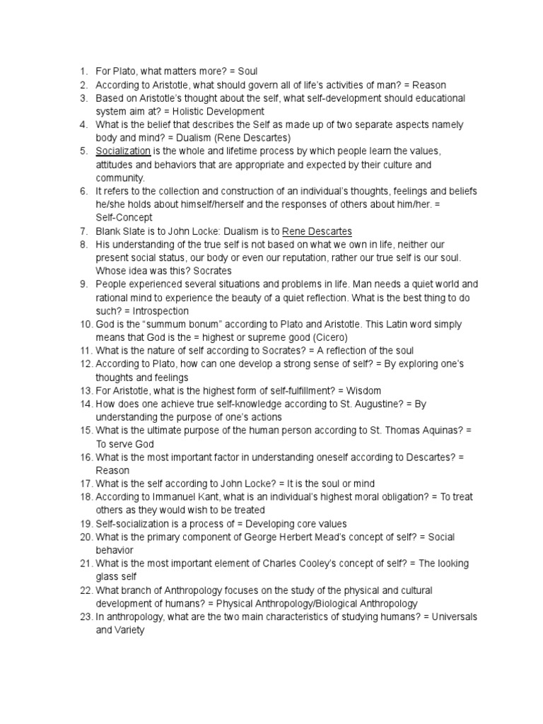 Understanding The Self | PDF | Soul | Philosophy Of Self