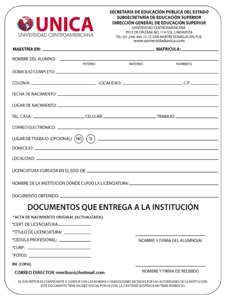 Hoja de Inscripcion de Maestria | PDF Hoja de Inscripcion de Maestria | PDF
