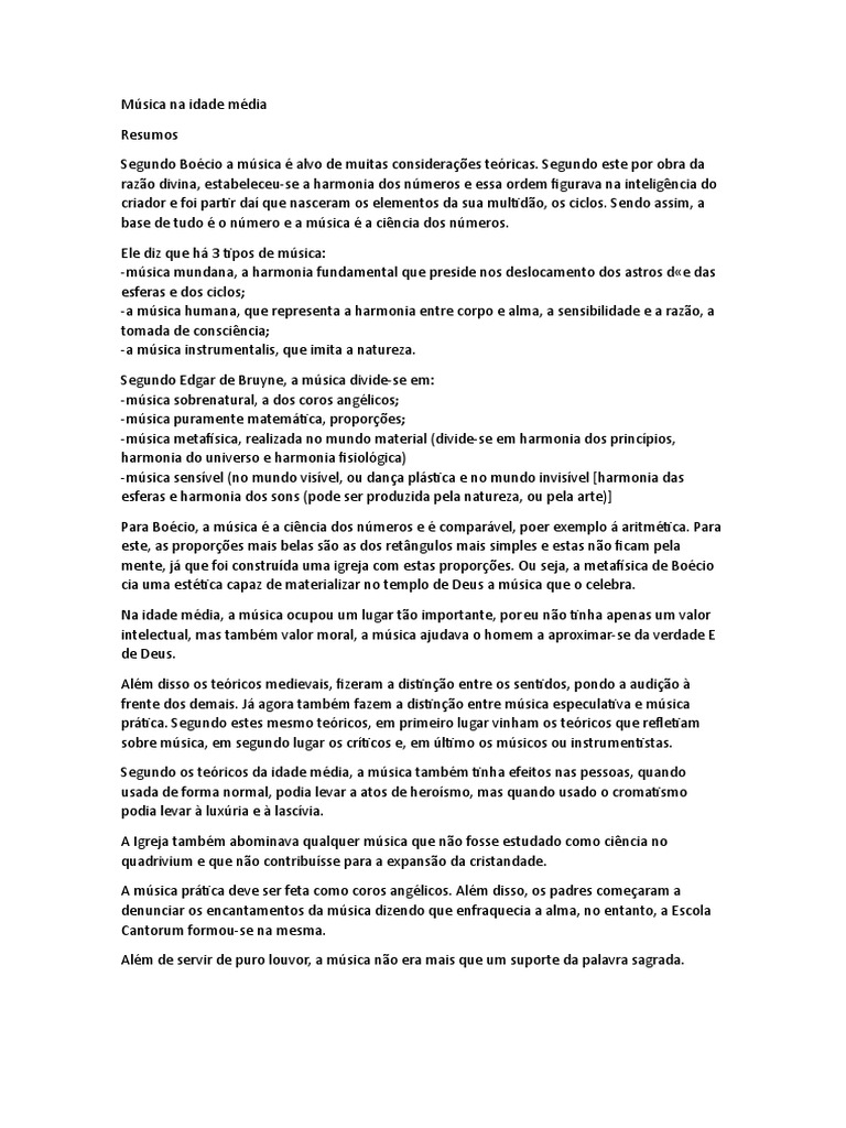 Hca Resumos Da Idade Média | Download grátis PDF | Science | Harmonia