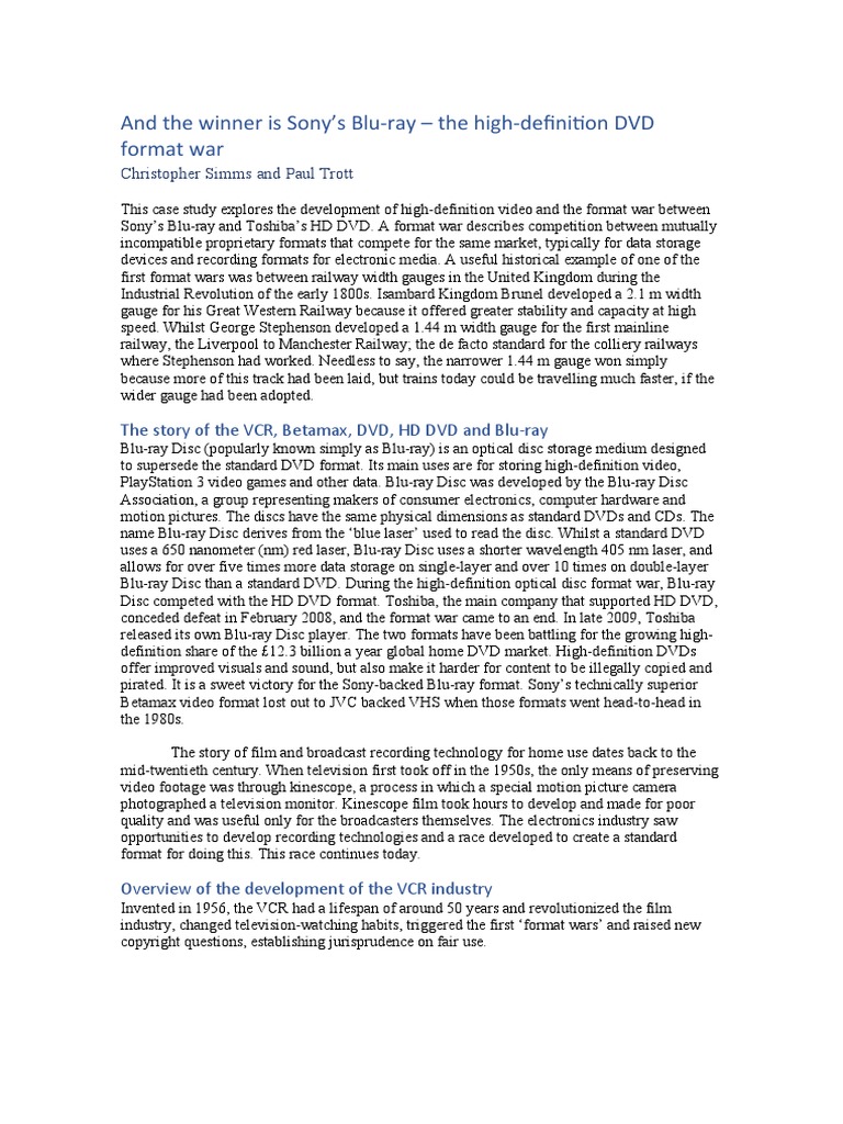 Case Study - Sony | PDF | Dvd | Blu Ray