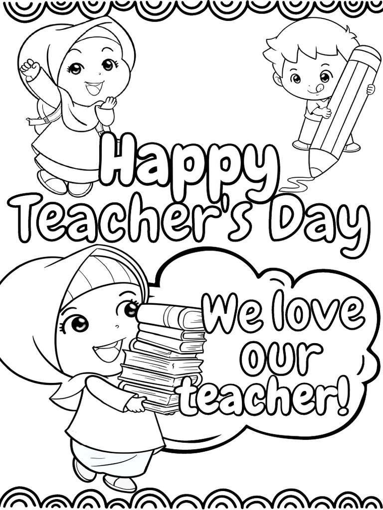 Happy Teacher's Day Coloring Card | PDF | Wellness