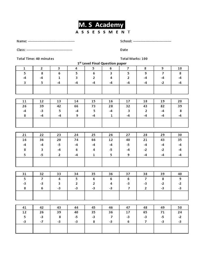 Abacus-1st Level | PDF