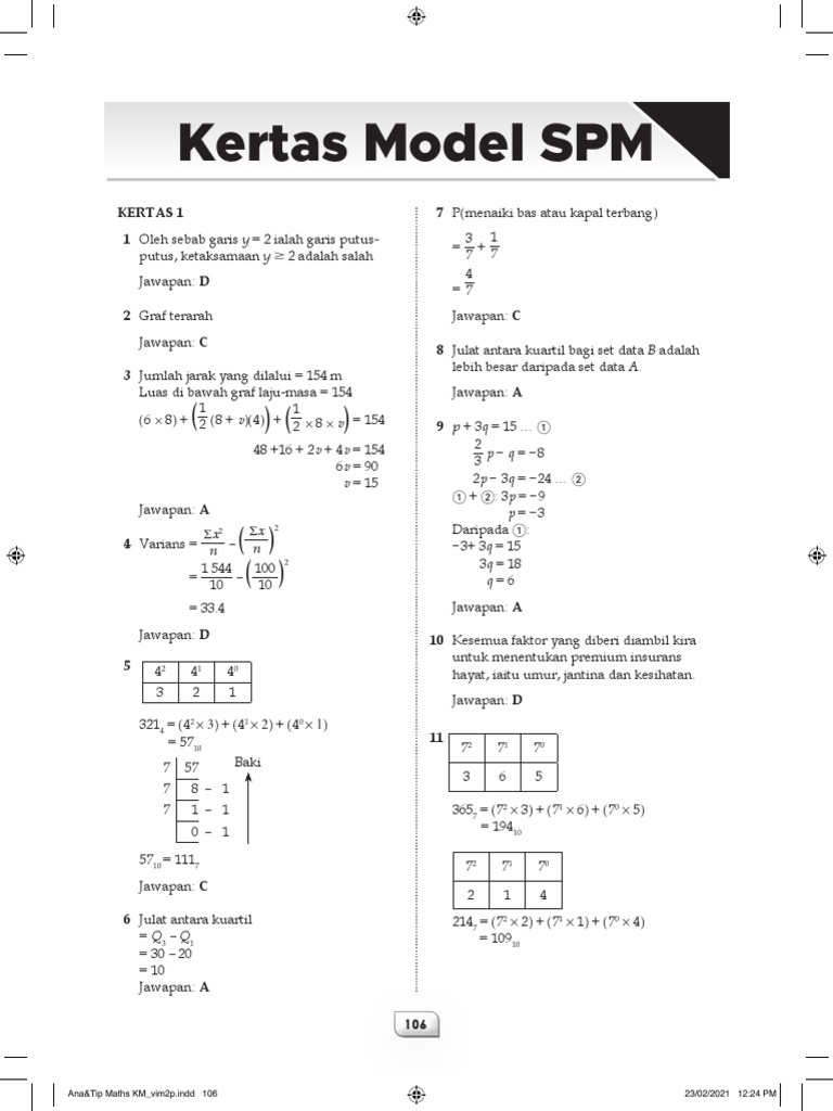 Analisis SPM - Matematik T4&T5 - KM | PDF