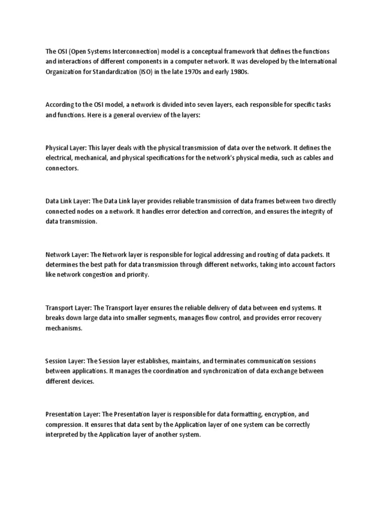 The OSI (Open System Interconnection | PDF | Osi Model | Computer Network