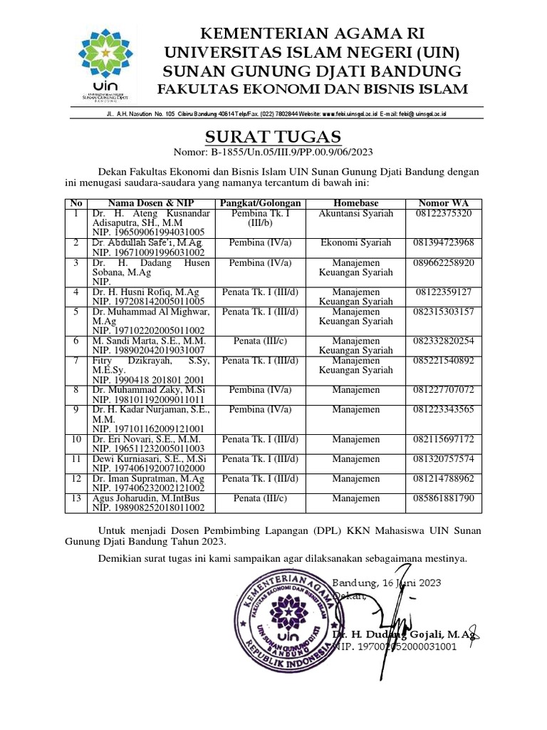 Febi - Daftar Calon DPL KKN Febi 2023 | PDF