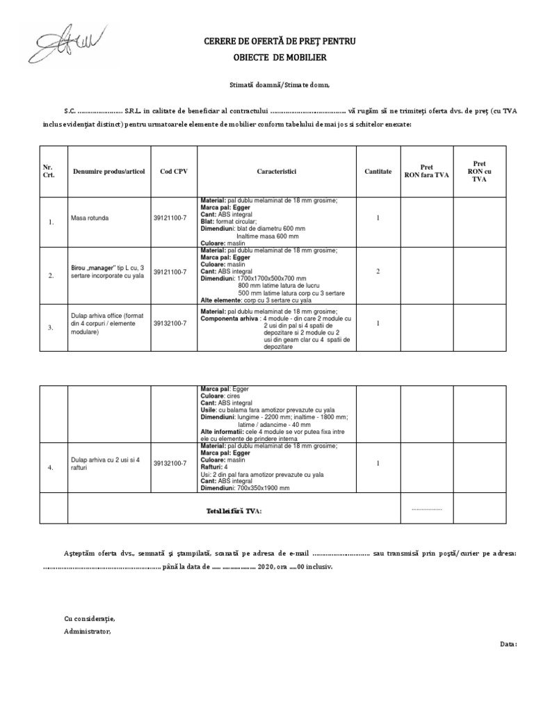 Model CERERE - DE - OFERTA - MOBILIER | PDF