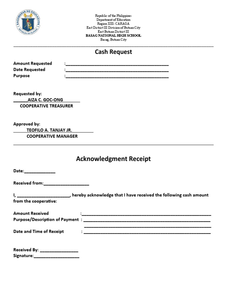 Cash Request Form | PDF