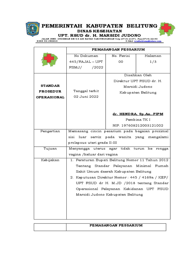 Prosedur Pemasangan Pesarium | PDF