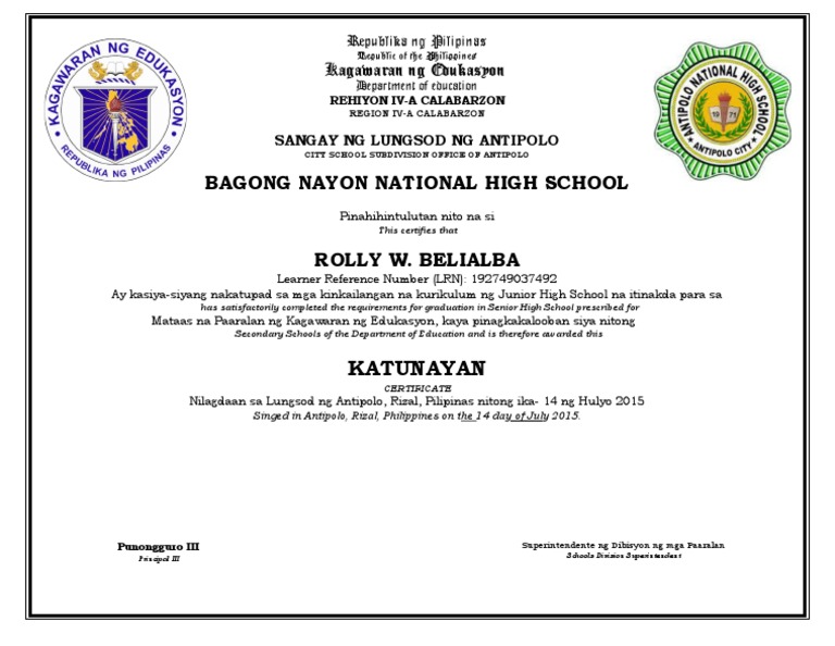 High School Diploma Template 07 | PDF