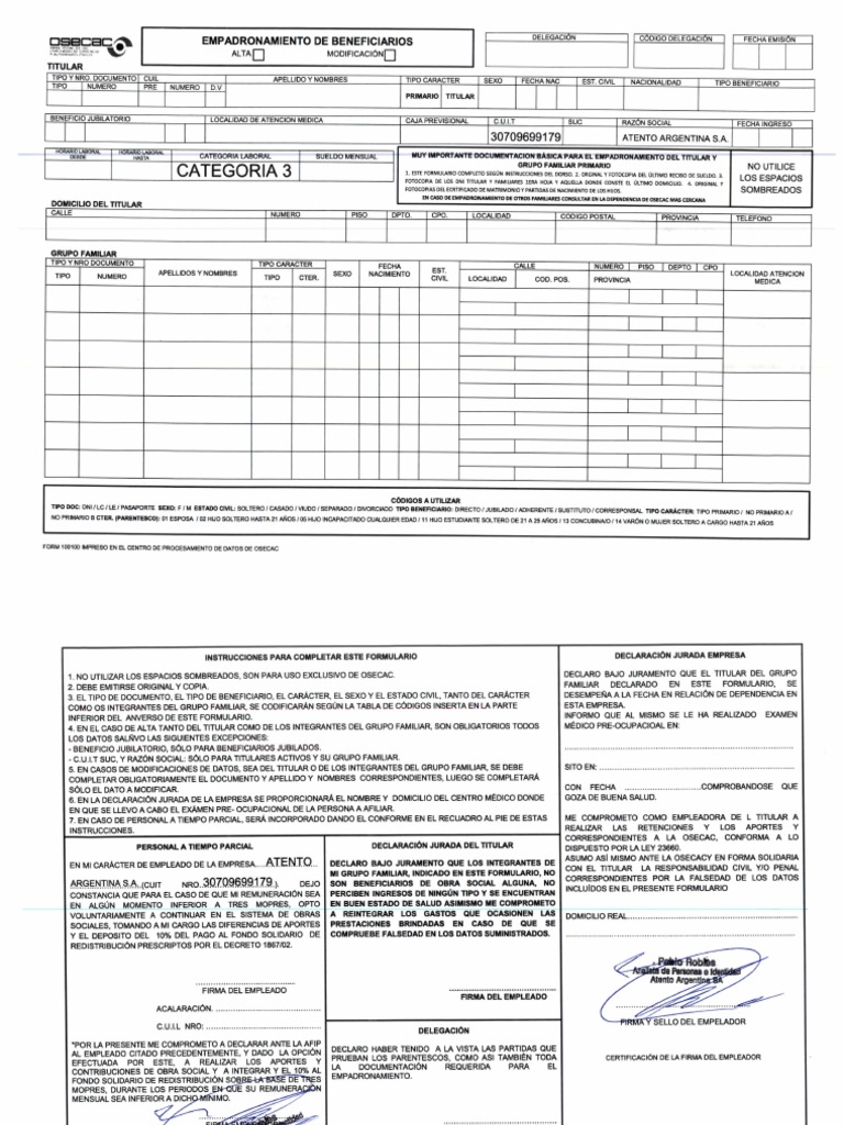 Empadronamiento Osecac | PDF