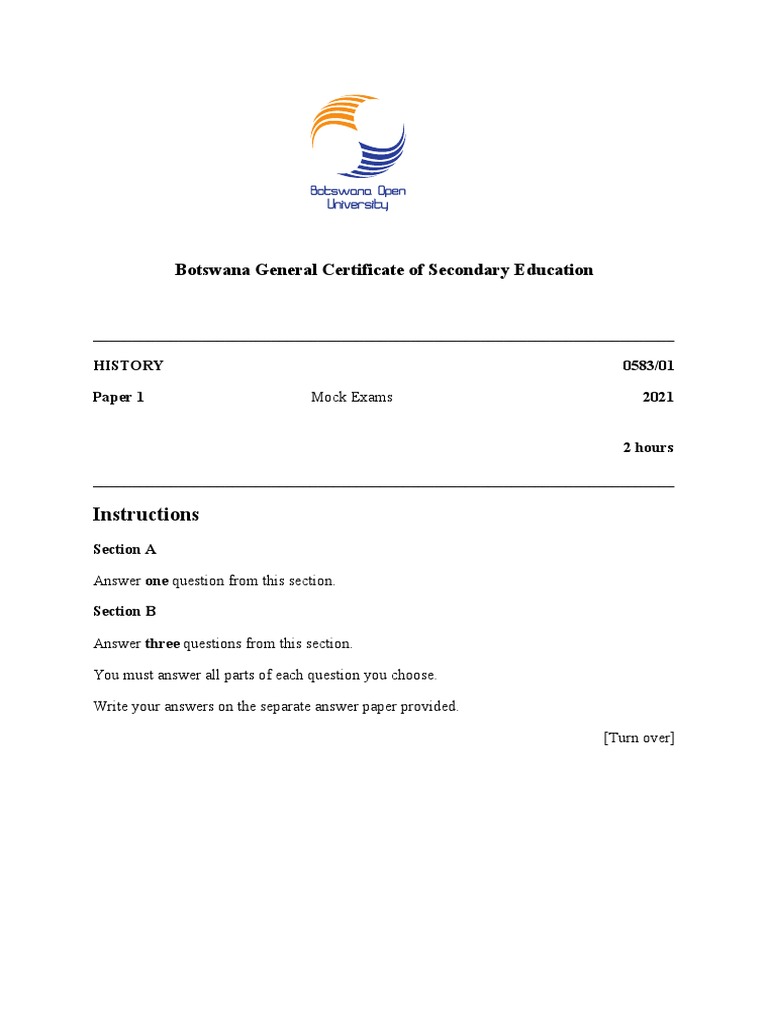 History Paper 1 2021 Ed | PDF | Africa