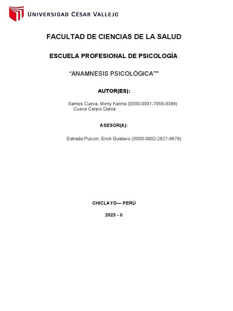 Anamnesis Ucv-Avanse 1 | PDF