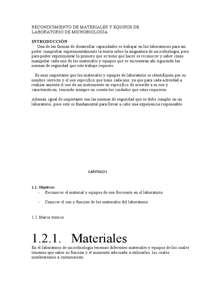 Reconocimiento de Materiales y Equipos de | PDF Reconocimiento de Materiales y Equipos de | PDF