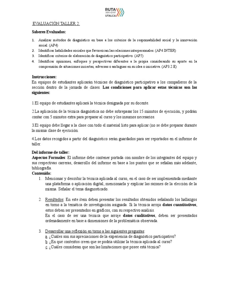 Taller Evaluado 2 | PDF | Investigación cuantitativa | Evaluación