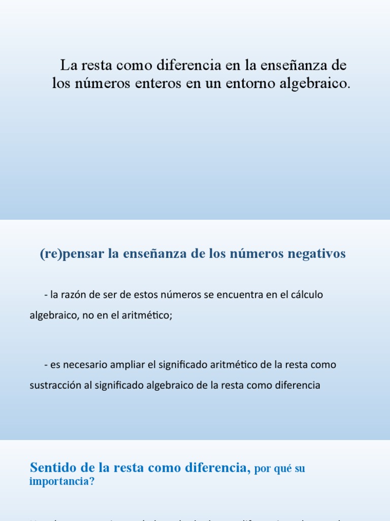 La Resta Como Diferencia | PDF | Sustracción | Matemática Elemental