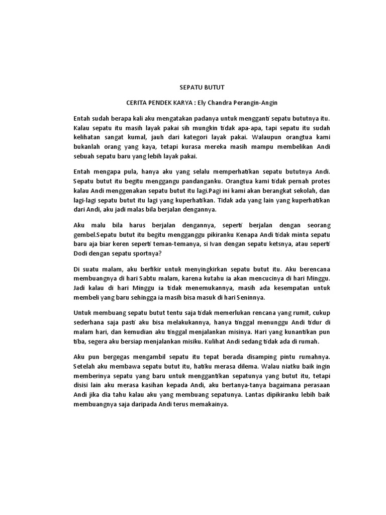 Sepatu Butut dan Penyesalan Mendalam | PDF | Fiksi Misteri, Thriller ...