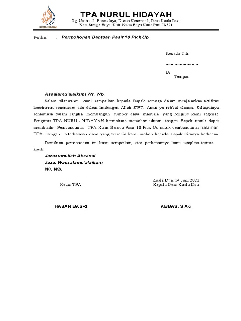 Proposal Danah Hibah Pembangunan Pak Hasan | PDF