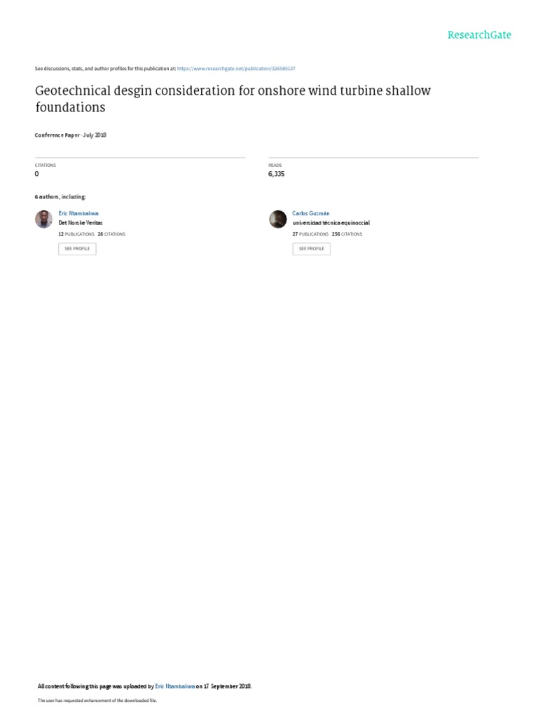 Geotechnical Design Considerationsfor Onshore Wind Turbine Shallow ...