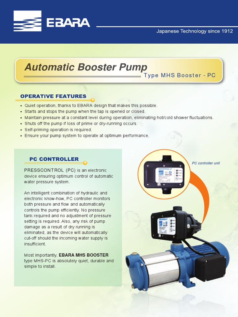 EBARA MHS Booster PC | PDF | Pump | Manufactured Goods