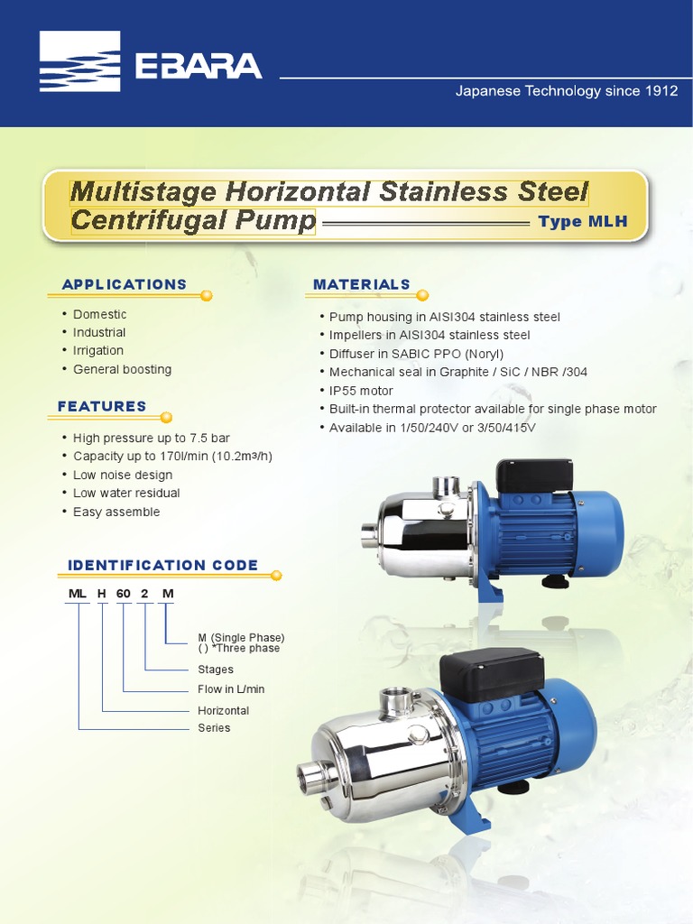 Ebara MLH - 0122 | PDF | Pump | Mechanical Engineering