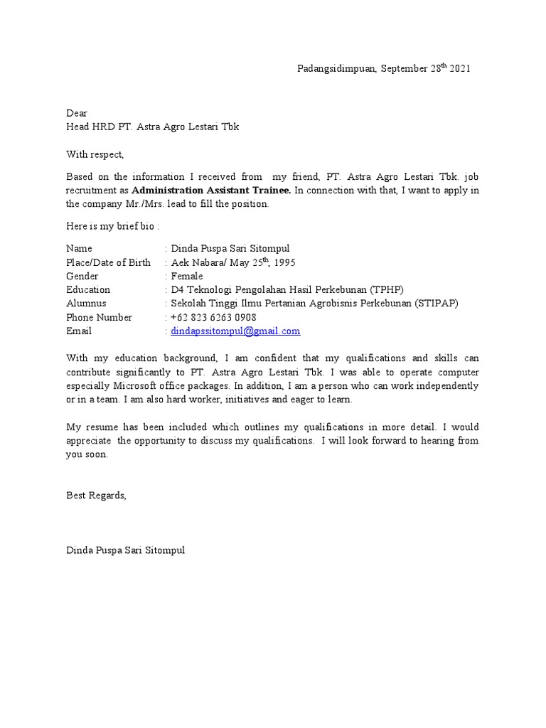 Application Letter | PDF