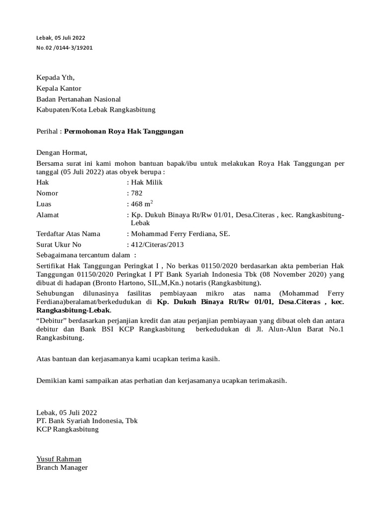 Permohonan Roya Ferry | PDF