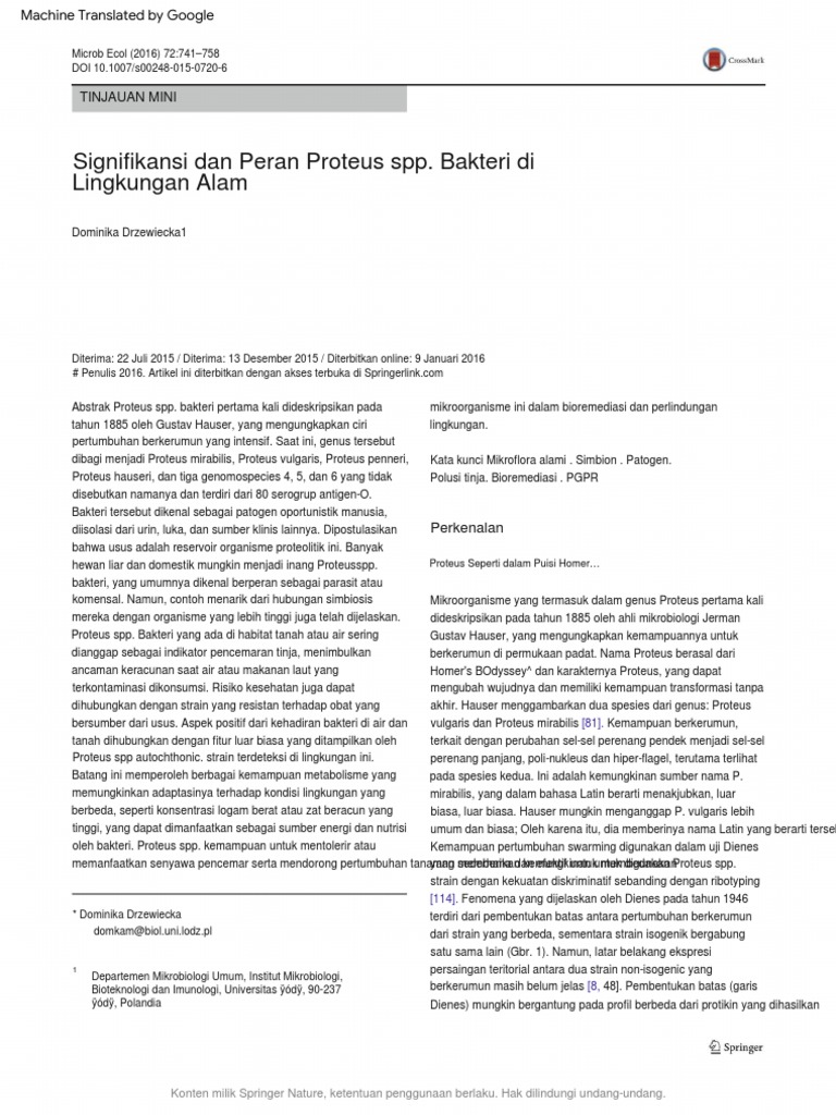 Significance and Roles of Proteus SPP Bacteria in | PDF