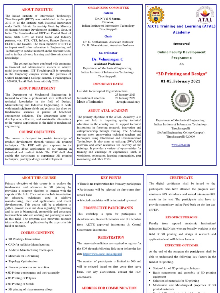 Brochure FDP 3D Printing | PDF | 3 D Printing | Engineering