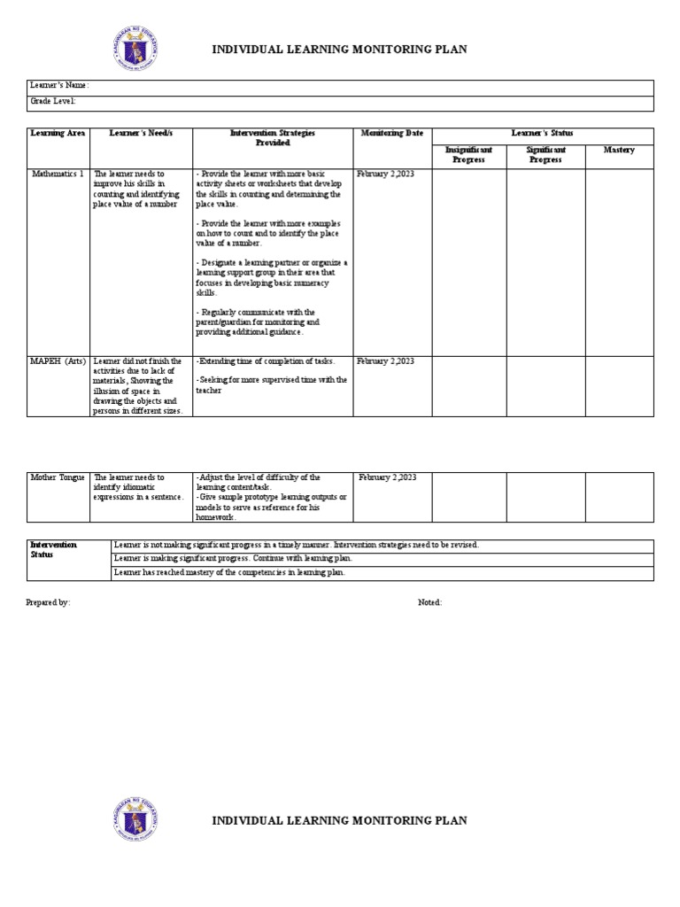 Ilmp 2022 2023 | PDF | Learning | Worksheet