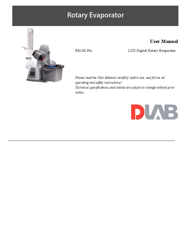 DLAB Rotary-Evaporator RE100-Pro Manual | PDF | Distillation | Electromagnetic Interference