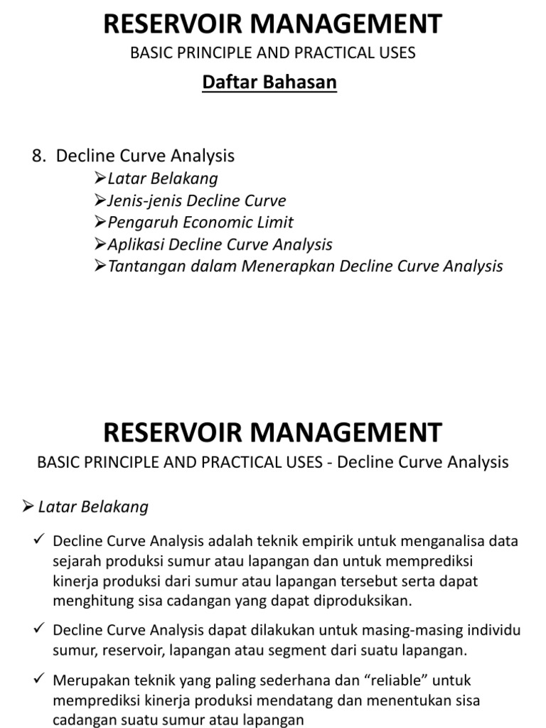 RESERVOIR MANAGEMENT Bab 8 Decline Curve Analysis | PDF | Metode ...