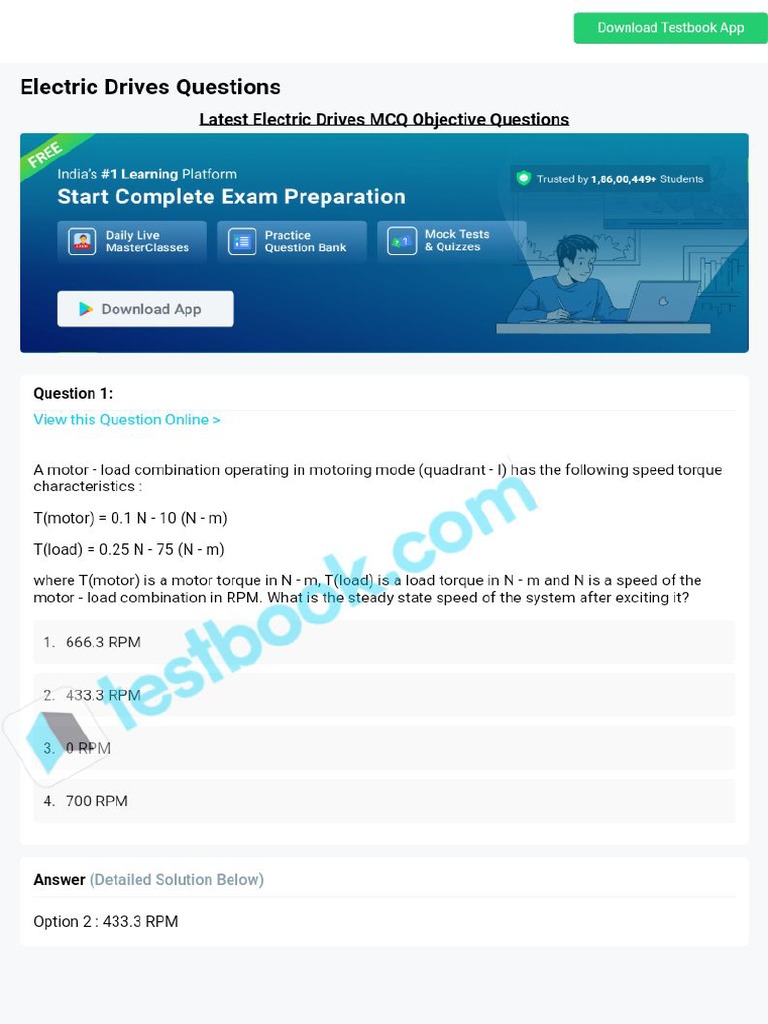 MCQ On Electric Drives 5eea6a1539140f30f369f424 | PDF