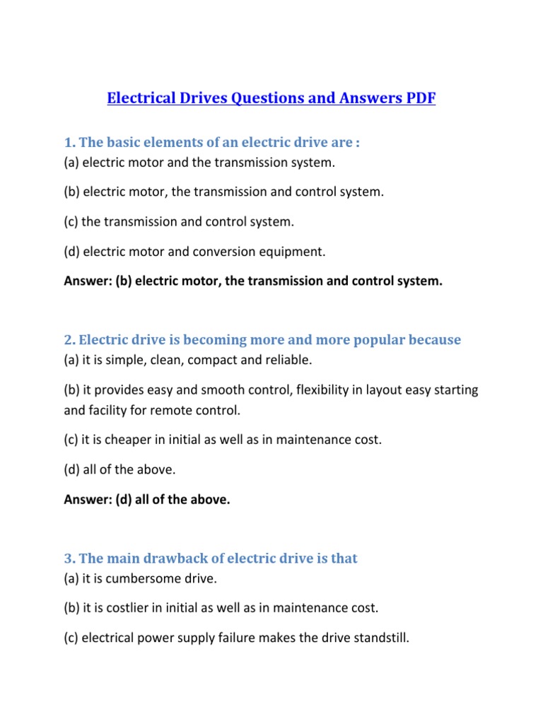 Electrical Drives Questions and Answers PDF | PDF | Electric Motor ...