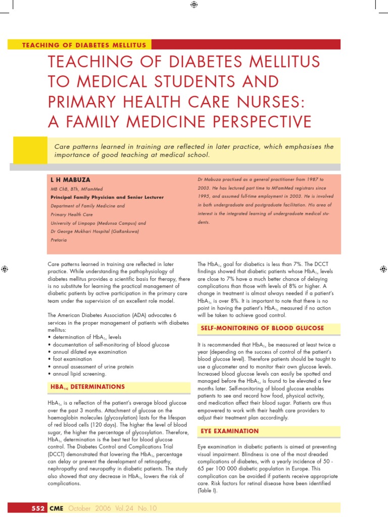 Teaching of Diabetes Mellitus To Medical Students and Primary Health ...