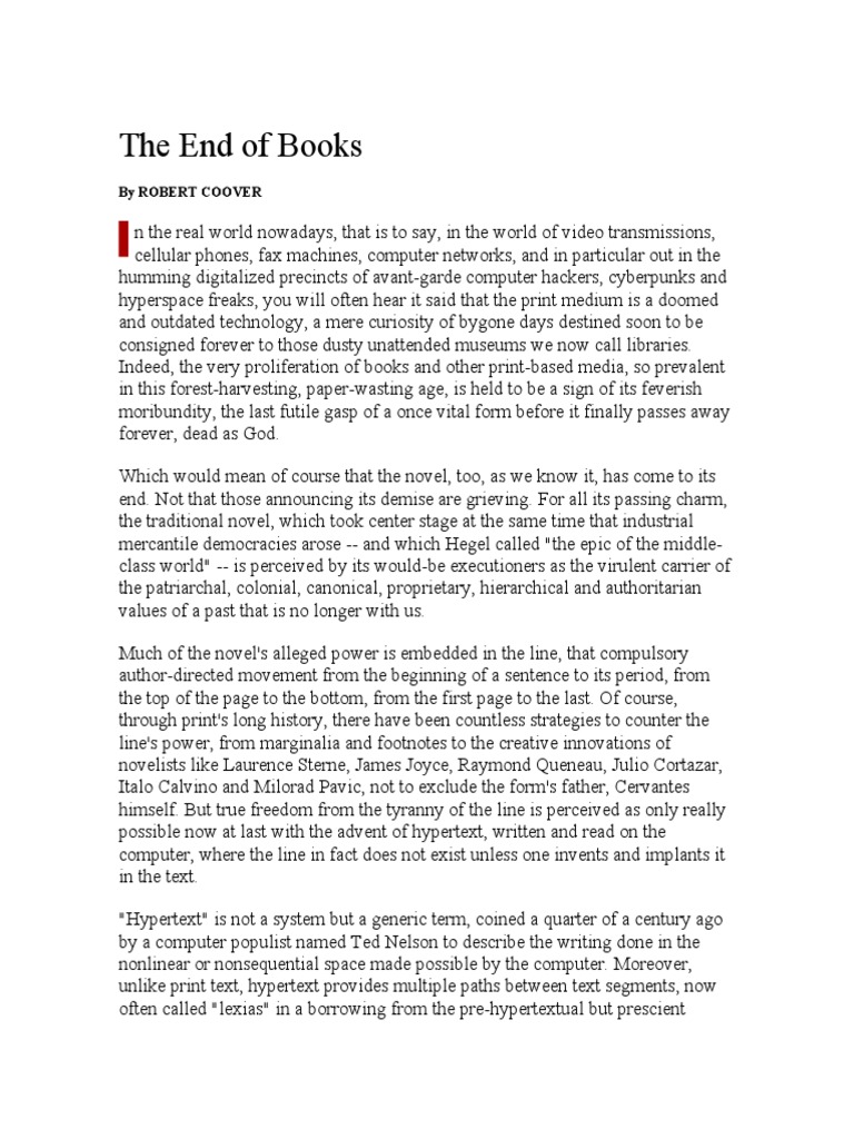 The End of Traditional Novels | PDF | Hypertext | Narrative