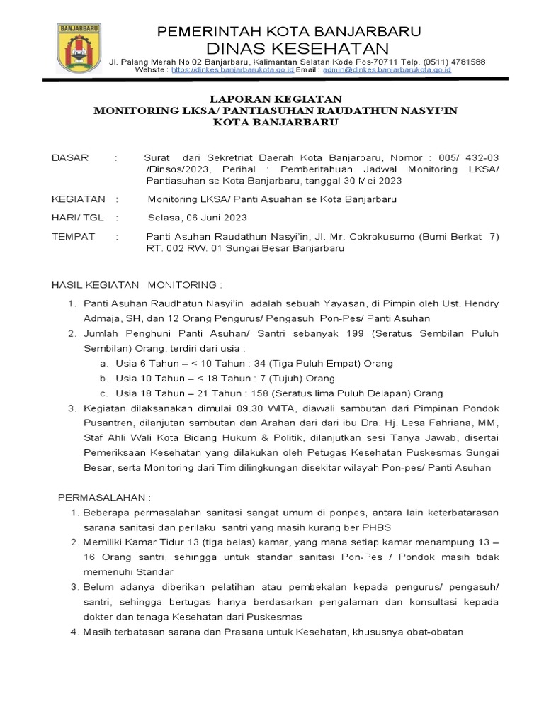 Laporan Monev LKSA | PDF