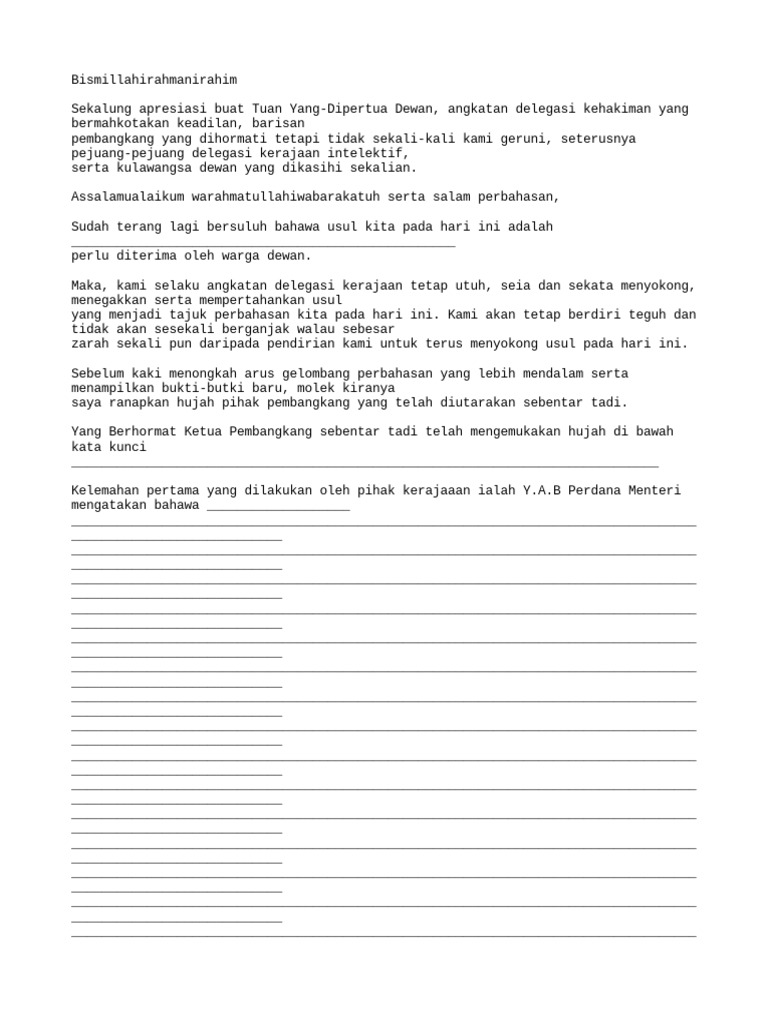 Teks Bahas Ala Parlimen Menteri Ketiga | PDF