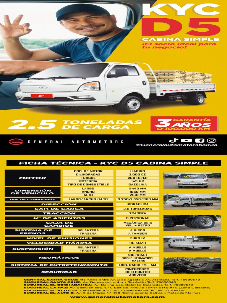 Kyc D5 Cabina Simple - Ficha Técnica | PDF