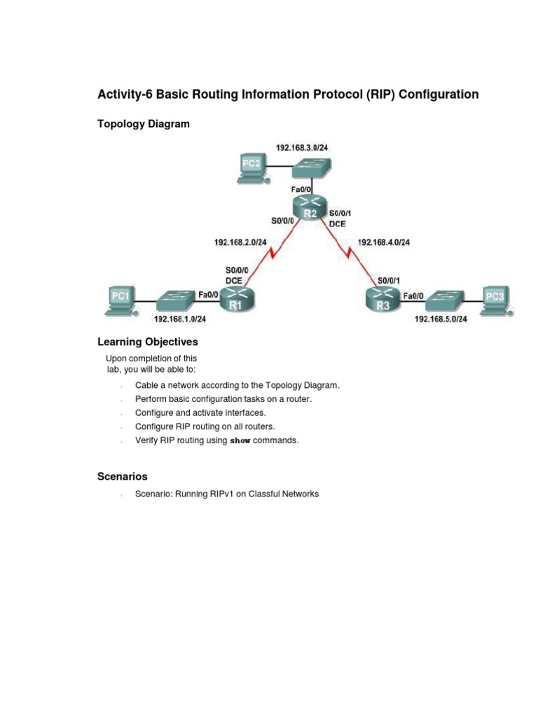Activity 6 Routing Informatio Protocol Rip Pdf Router Computing 9798