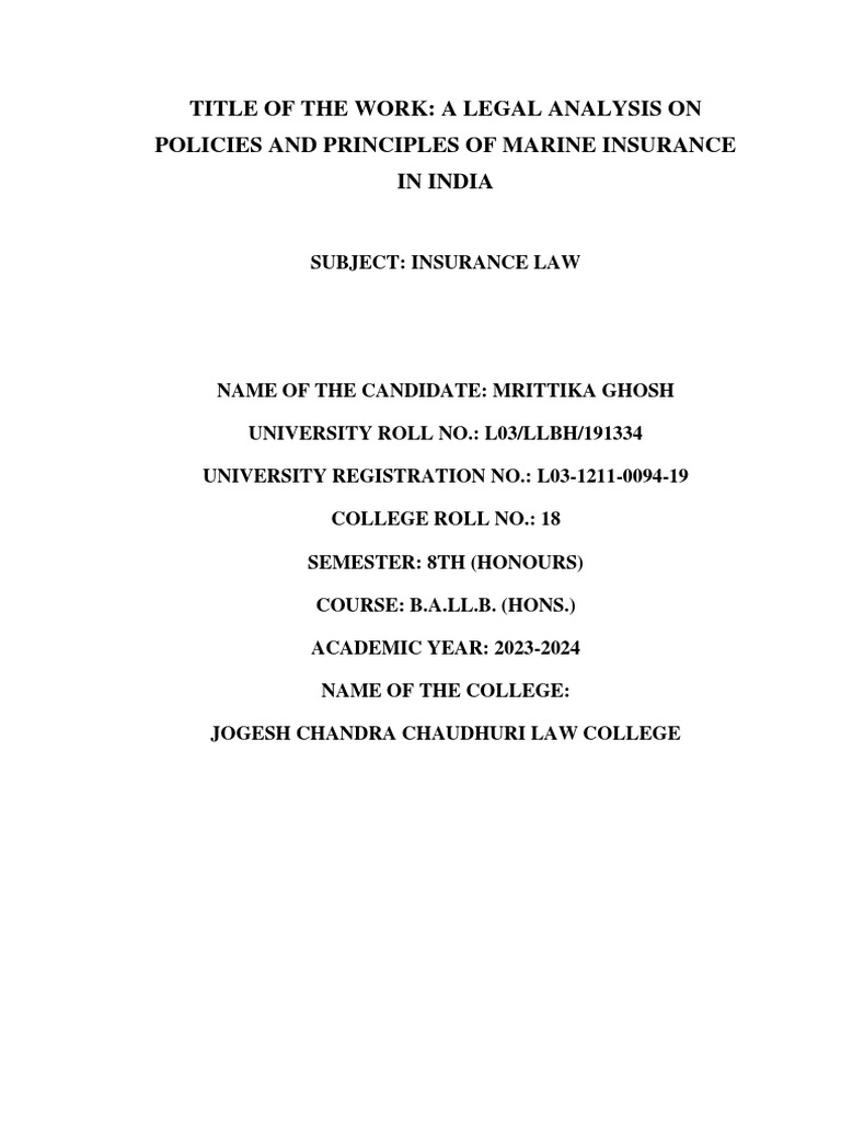 Marine Insurance Assignment | PDF | Insurance | Liability Insurance