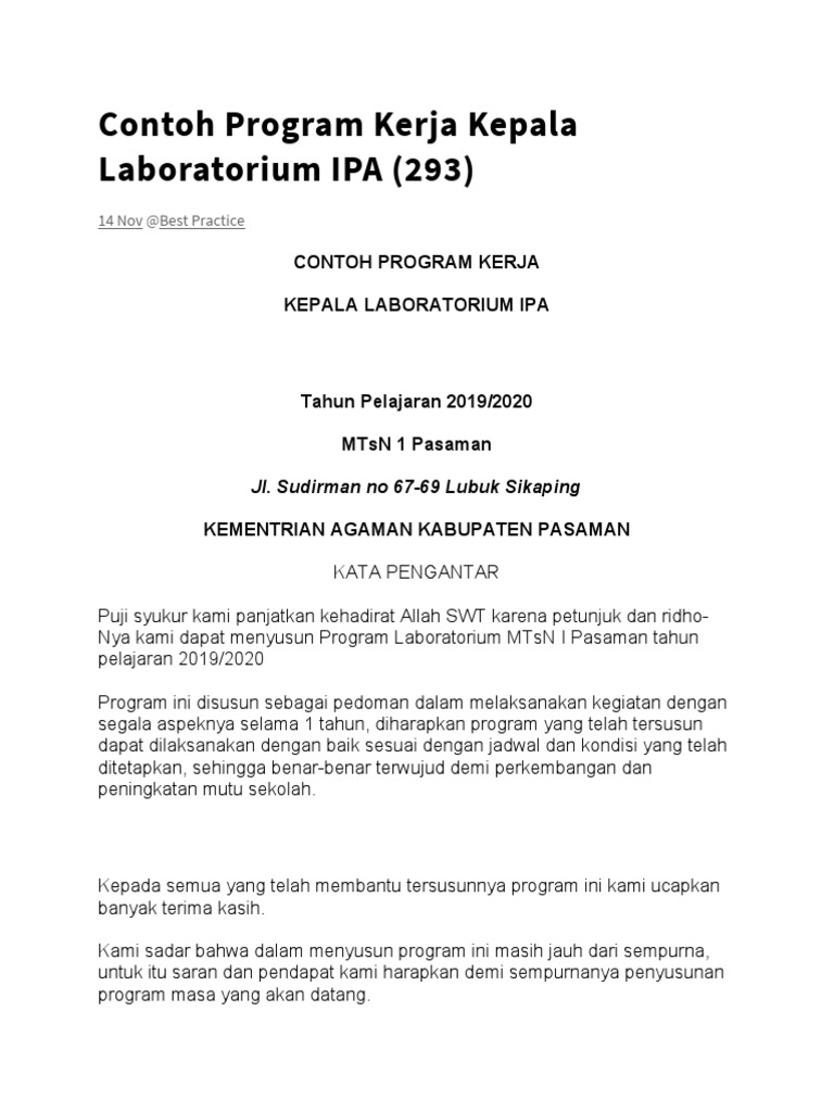 Laporan Kepala Laboratorium IPA | PDF